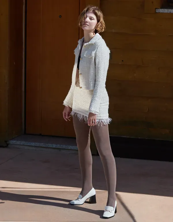 Rajstopy dla kobiet z wełny merino beżowe 100 den